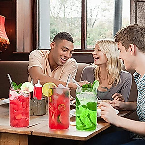 Volpeblu 6 Pack Glass Cups with Lids and Straws, 16 oz Iced Coffee Cup Glass Coffee Cups Drinking Glasses with Bamboo Lids & Glass Straw Beer Drinking Glasses Cute Tumbler for Cocktail, Soda, Water