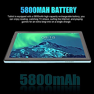 FOTABPYTI Octa Core CPU Tablet Blue 5G WiFi 8GB RAM 128GB ROM 10.1 Inch Tablet 5800mAh Battery 100-240V to Work (US Plug)