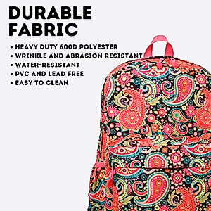 J World New York Unisex Kid's Oz School Backpack for Girls Boys. Cute Bookbag, Classic Paisley, One Size