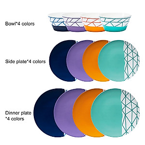 bzyoo 12 Piece Melamine Dinnerware Set - Durable, Dishwasher Safe Plates and Bowls - Dinning, Parties, Camping Dish Set Spidy Fun Collection