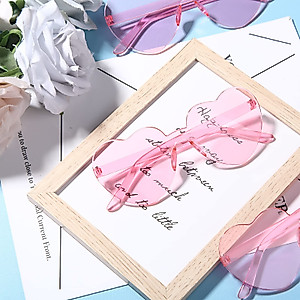 Flutesan 42 Pairs Heart Shaped Sunglasses Bulk Color Rimless Transparent Frameless Glasses for Women Summer Party Favor(Pink)