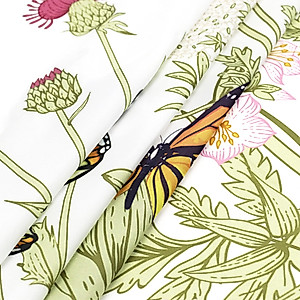 HVEST Leaf Butterfly Tapestry Wall Hanging, Sage Green Leaves and Flowers with Butterflies Wall Hanging Tapestry Spring Plant Tapestry for Bedroom Living Room Wall Decor, 60x40 Inches