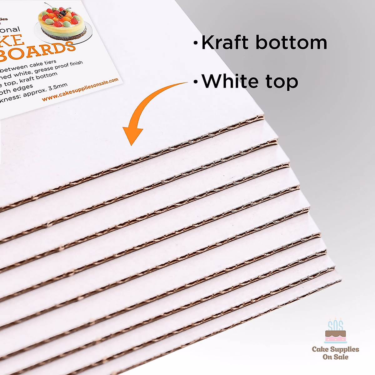 10"x14" Rectangle White, Waxed Greaseproof Finish, Board Cardboard, Sturdy Corrugated CakeBoard, Pack of 25