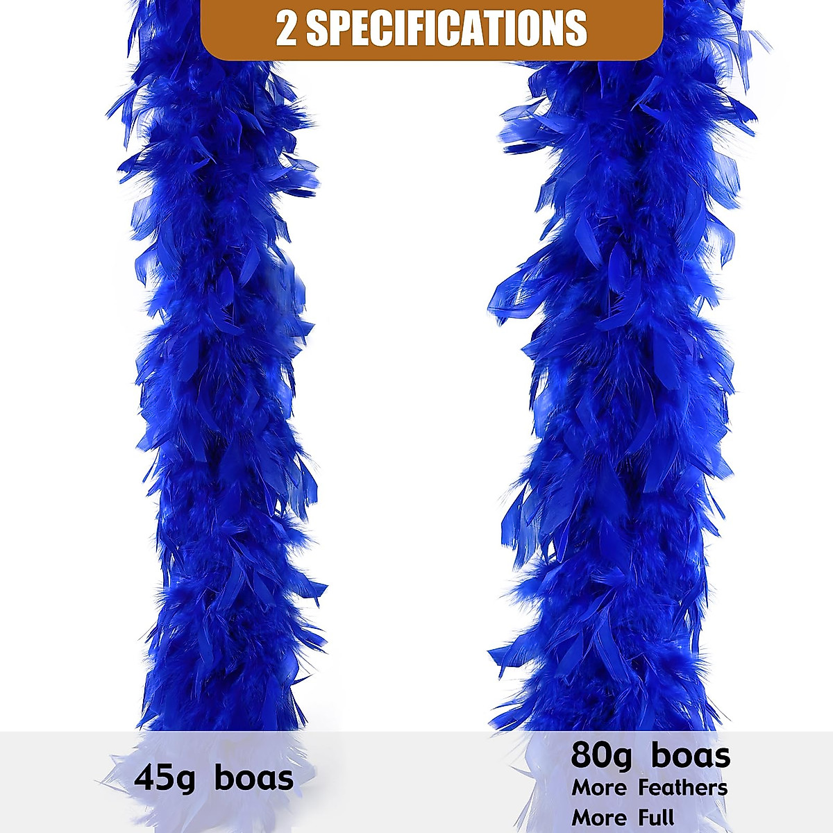FeelfunFeather Blue Chandelle Turkey Feather Boa 2 Yards 45g for DIY Craft Wedding Party Dancing Concert Halloween Christmas Costume Home Decoration