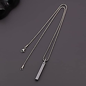 COAI Box Chain Simple Tungsten Steel Bar Pendant Necklace for Men 20"