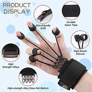 Finger Strengthener Stroke Recovery Physical Therapy Equipment Stretcher Hand Strengthener Hand Workout Extension Exerciser Hand Grip Trainer (Enhanced Kit - Black)