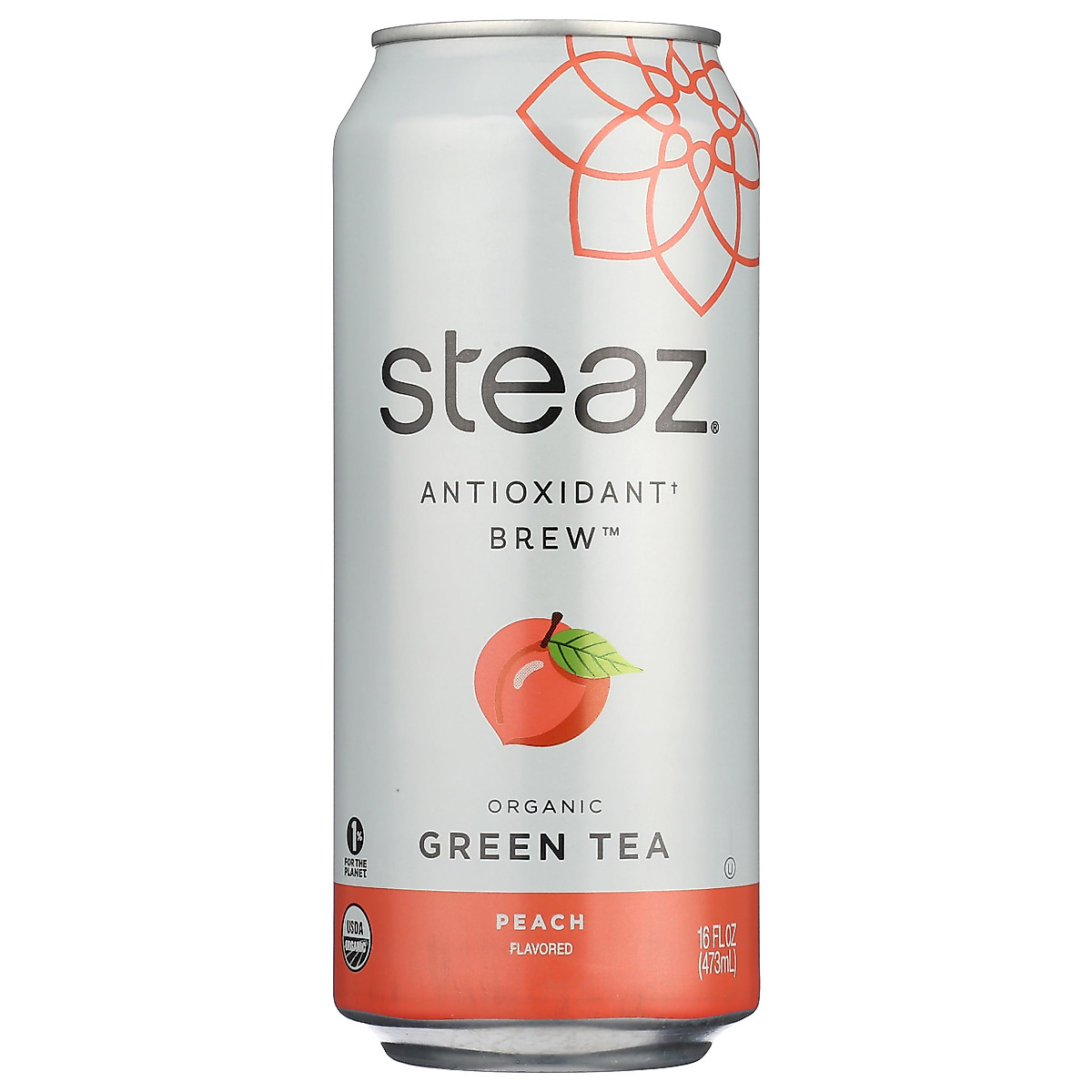 Steaz Organic Iced Green Tea, Peach, 16 oz