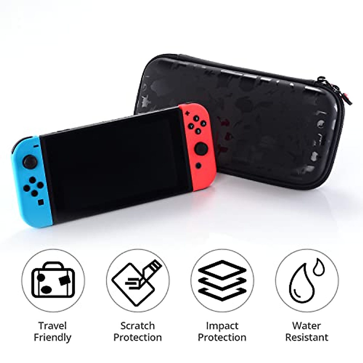 CampFENSE Carrying Case for Switch/Switch OLED, Protective Hard Shell Travel Carry Case compatible with Console & Accessories, with 10 Game Card Slots and 2 Screen Protectors (Oxide Dark)