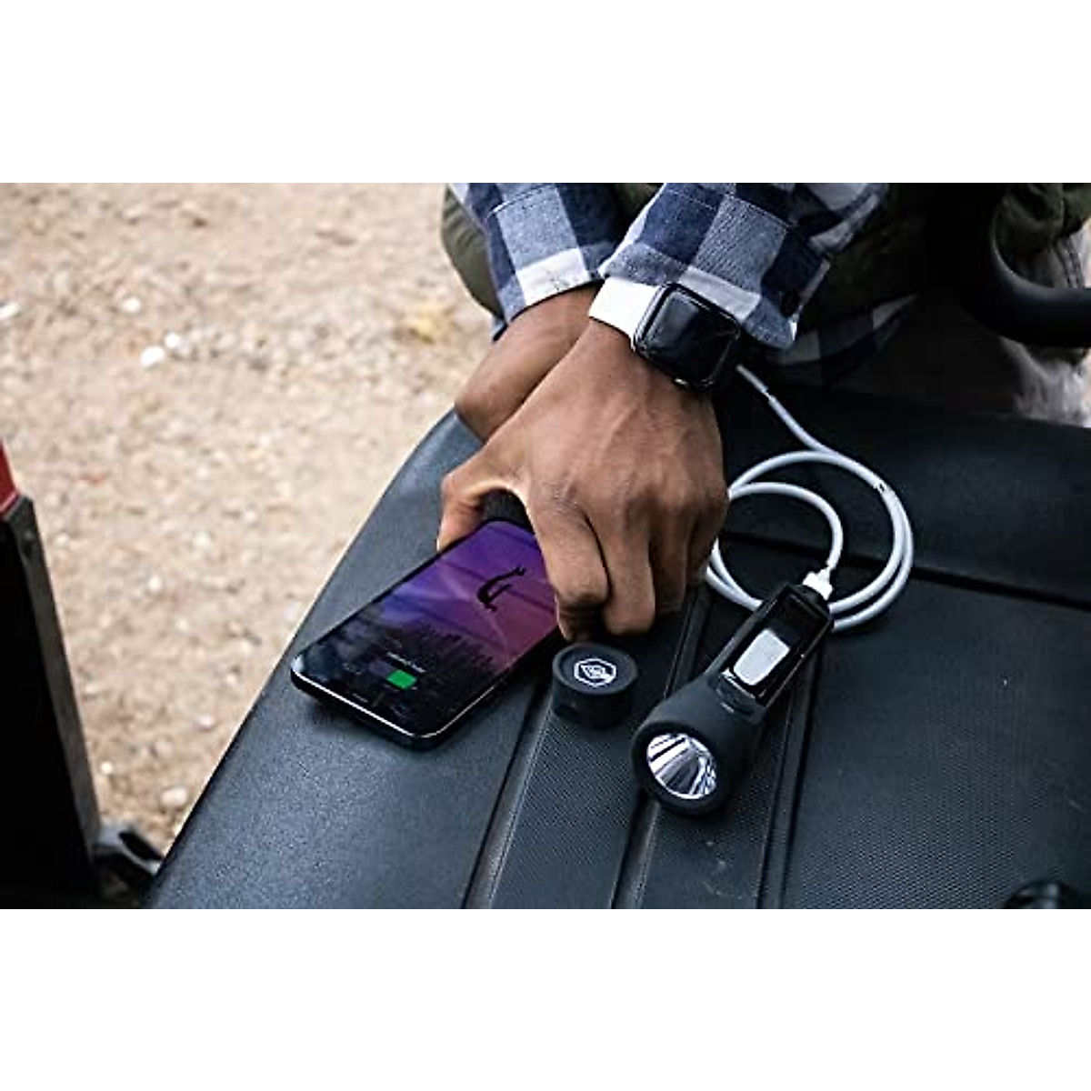 HYBRIDLIGHT Journey 300 Solar LED Waterproof Flashlight with USB Phone Charger, Black