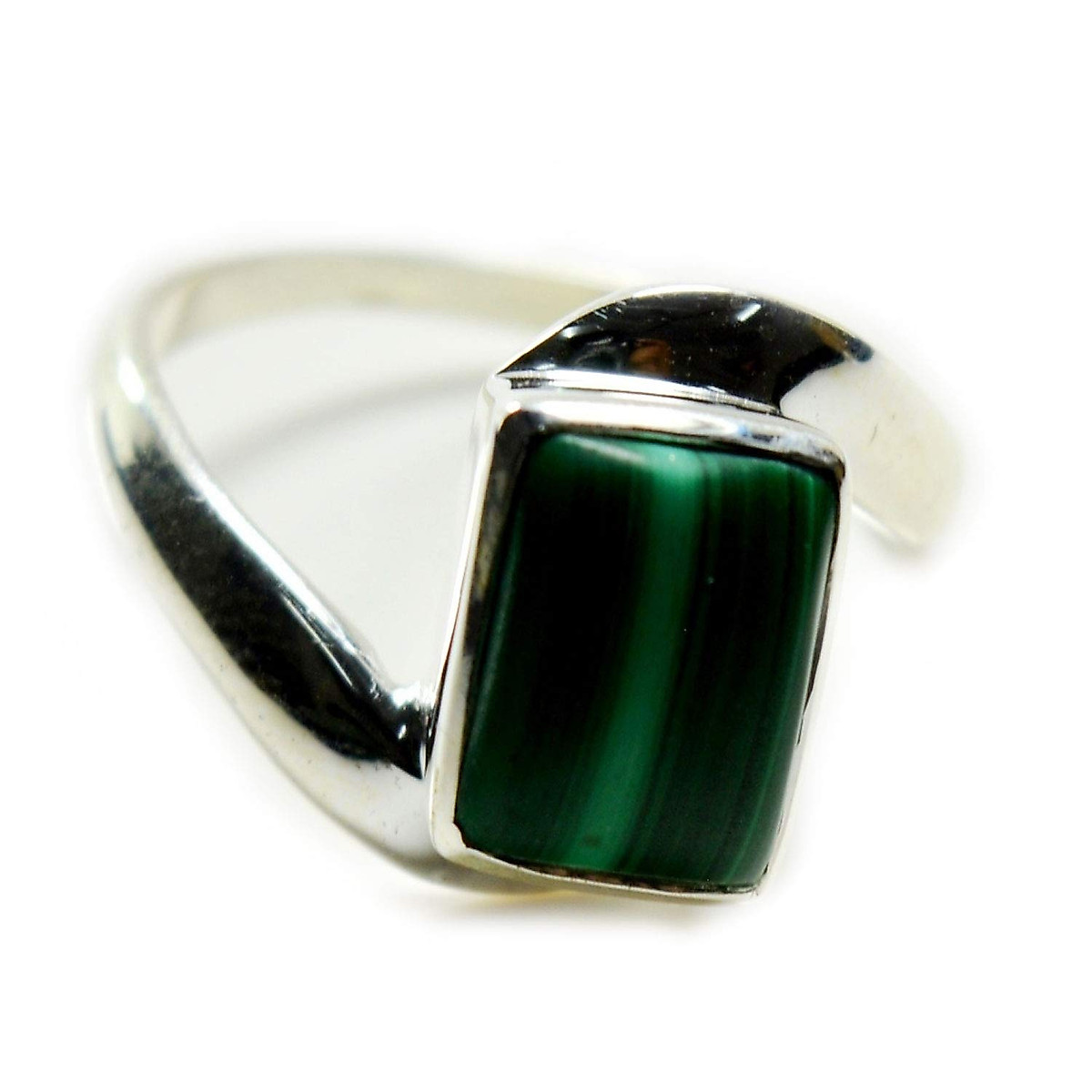 55Carat Genuine Malachite Rings 925 Sterling Silver Green Gemstone Handcrafted Jewelry for Gift Size 4-13