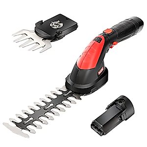 MZK 7.2V Cordless Grass Shear & Hedge Trimmer - 2-in-1 Electric Shrub Trimmer/ Handheld Hedge Cutter/ Grass Trimmer/ Hedge Clipper with Removable Battery and Charger