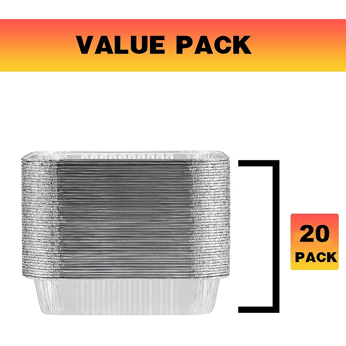 TINTUB 20 PACK 8x8 inch Disposable Aluminum Foil Pans-Square Foli Pans-Prefect for Takeout, Baking Cakes, Breads, Brownies, Bread, Meatloaf, Lasagna,Packaging Food