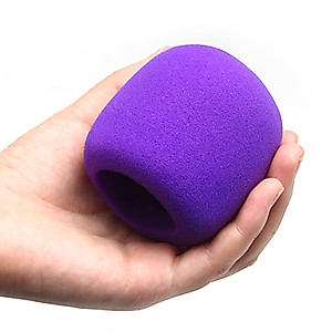 Fielect 5Pcs Microphone Cover Sponge Foam Mic Cover Handheld Microphone Windscreen Shield Protection Micro Foam Filter Purple for KTV Broadcasting
