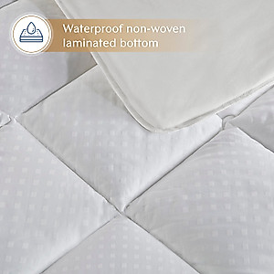 Croscill King Mattress Pad Cotton Bed Protector Waterproof Mattress Pad, Diamond Quilted Cover, Overfilled, Breathable Mattress Topper, Fitted Pocket Fits Up to 18", Easy Care, King, White