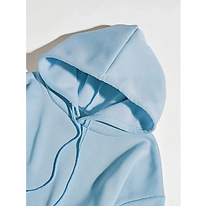 Cioatin Women’s Y2K Slogan Letter Graphic Oversized Aesthetic Hoodie Drop Shoulder Fleece Hooded Sweatshirt Pullover Sky Blue