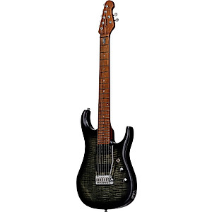 Sterling by Music Man 7 String Solid-Body Electric Guitar, Right, Trans Black Satin (JP157FM-TBKS)
