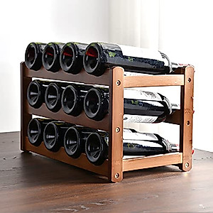 Maydear Multi-Tier Bamboo Wine Rack, Wine Racks Countertop, Freestanding Display Stand Shelves-3 Tier