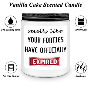 NANOOER 40th Birthday Gifts for Women, 40th Birthday Candles Gifts for Her, Your 40s Have Expired, 40 Year Old Birthday Gift Ideas, Funny Birthday Gifts for Women, Vanilla Buttercream Scent Candle
