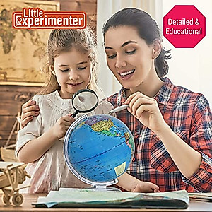 Illuminated Globe of the World with Stand | World Globe for Kids Learning with Build in LED Night Light | Light Up Earth Globe for Children | 8” Globe for Home, Desk, Classroom