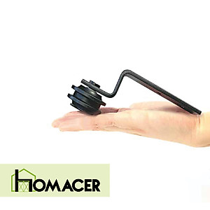 Homacer Mini Black Rustic Single Track Bypass Sliding Barn Door Hardware Kit, for Two Doors, 30-inch Long Flat Track, Straight Design Roller (One Flat +One Bent), Cabinet TV Stand Use