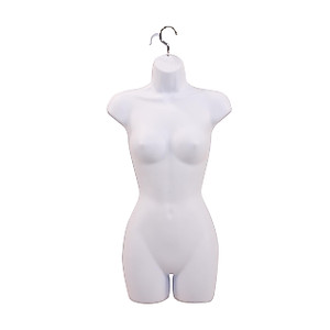 SSWBasics Female Mannequin Torso - Fits Women’s Sizes 5-10 - Molded, Shatterproof & White