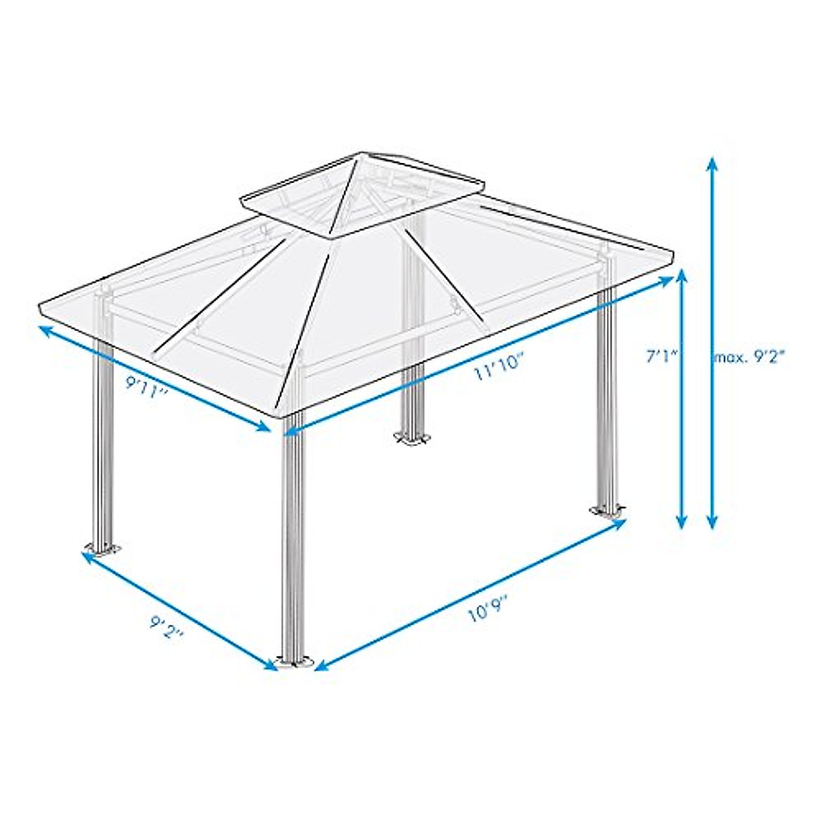 Paragon Outdoor 10’ x 12’ Barcelona Soft Top Gazebo, Bronze Powder-Coated Aluminum Frame with Canopy in Cocoa with Mosquito Netting for Backyard, Patio, Porch, Garden