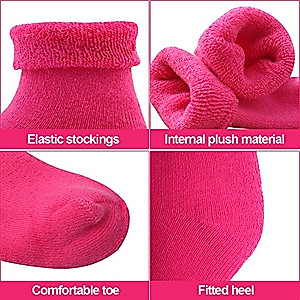 JAKIDAR 6 Pairs Baby Socks Thick Warm Socks for Infant Newborn Cotton Sock Shoes, Pink White Blue 0-3M