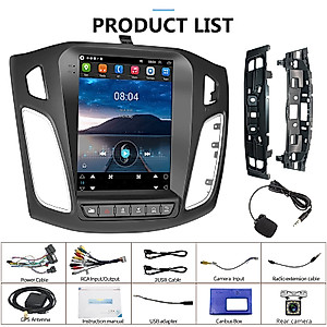 9.7 inch Android Car Stereo Radio for 2012 2013 2014 2015 2016 2017 2018 Ford Focus, Podofo Vertical HD IPS Touch Screen Bluetooth Radio with Mirror Link GPS Navigation Wifi FM Radio Backup Camera Mic