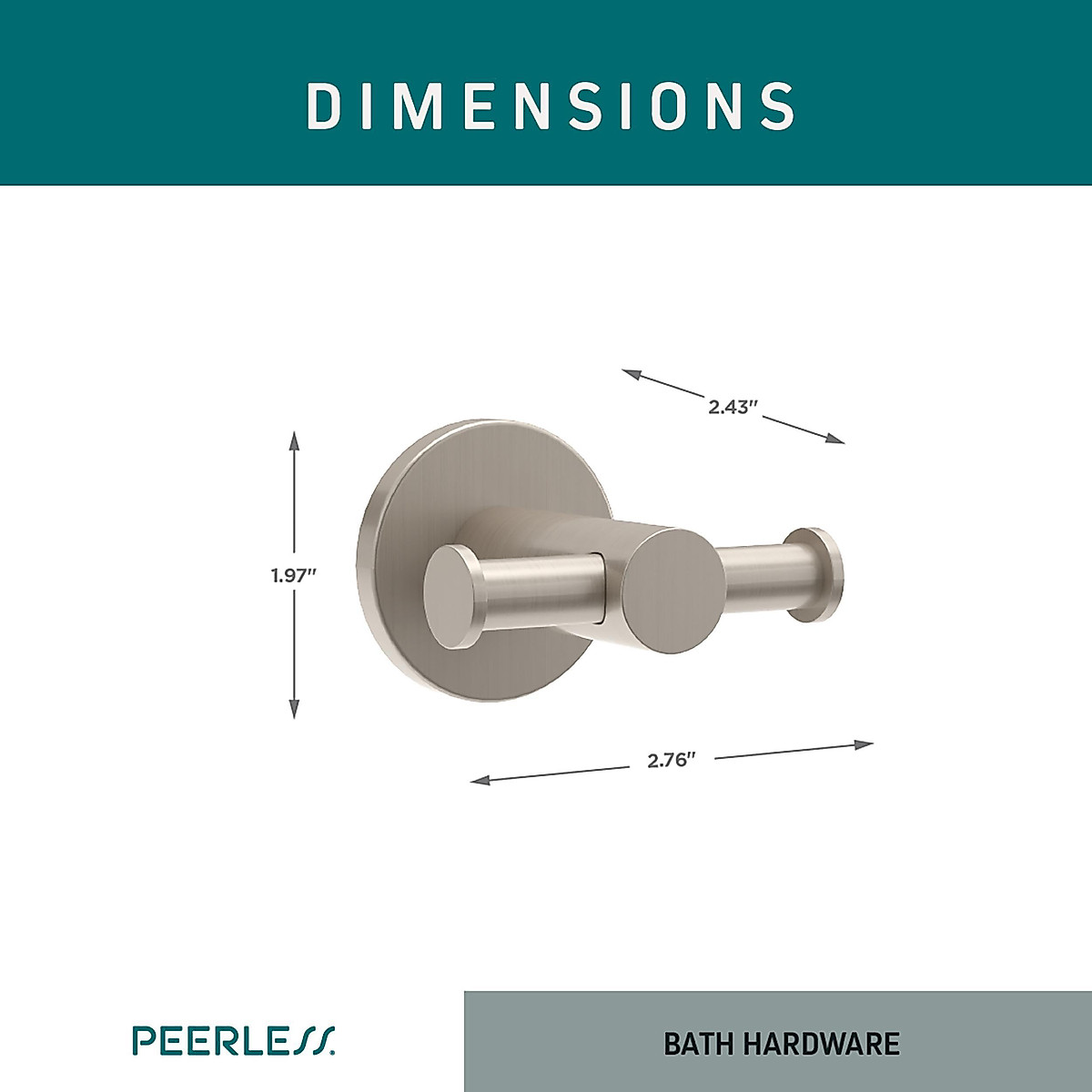 Peerless PA547-BN Precept Double Towel Hook, SpotShield Brushed Nickel