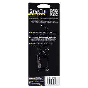 Nite Ize Gear Tie Clippable, The Original Reusable Rubber Twist Tie With A Convenient S-Biner Clip For Hanging + Organizing, 12-Inch, Neon Yellow