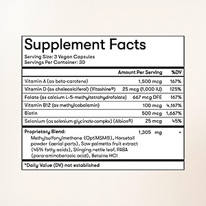 WELLBEL Women Clean Supplement for Hair, Skin, and Nails, Vegan, Gluten Free and Non GMO 90 Count