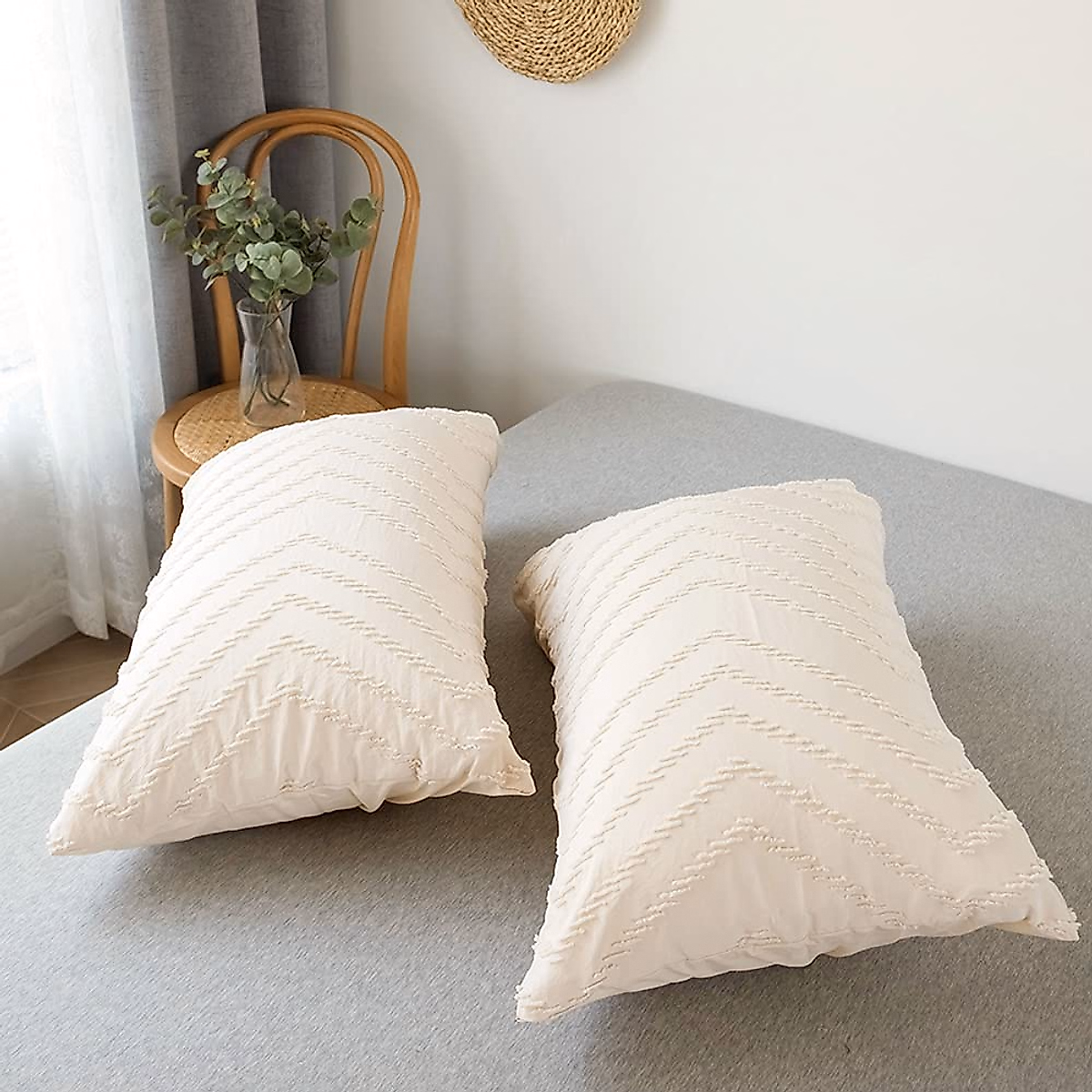 vctops Boho Wave Tufted Duvet Cover Set 3 Pieces Full Size Soft Embroidery Comforter Cover Sets for All Seasons (Khaki, Full)