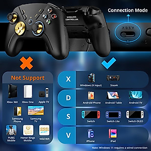 Multi-Platform PC Wireless Controller, Bluetooth Gaming Controller, Compatible with Windows, iPad, Steam, Luna, Laptop, Tablet, and Smart TV, with Double Shock, Macro Keys, Turbo Button, LED Backlight