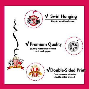 Movie Night Party Decorations for Hanging Swirls 30pcs - Hollywood Movie Theme Party Decorations Now Showing Movie Party Hanging Supplies