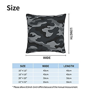 Fiokroo Army Camouflage Throw Pillow Covers Set of 2 Black and Grey Camo Pillow Cushion Cases Square Pillowcases for Sofa Bedroom Living Room Car, 18 X 18 Inch