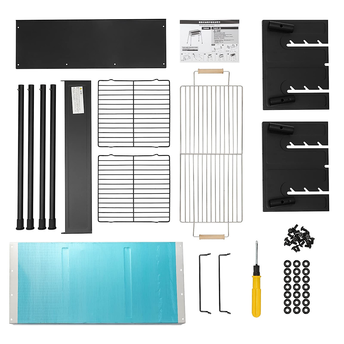 Folding Barbecue Grill Stainless Steel Portable Charcoal BBQ Grill Lightweight Tabletop Grills Outdoor Camping Barbecue Grill Tools for Patio Backyard, Hiking Picnics, Outdoor Event