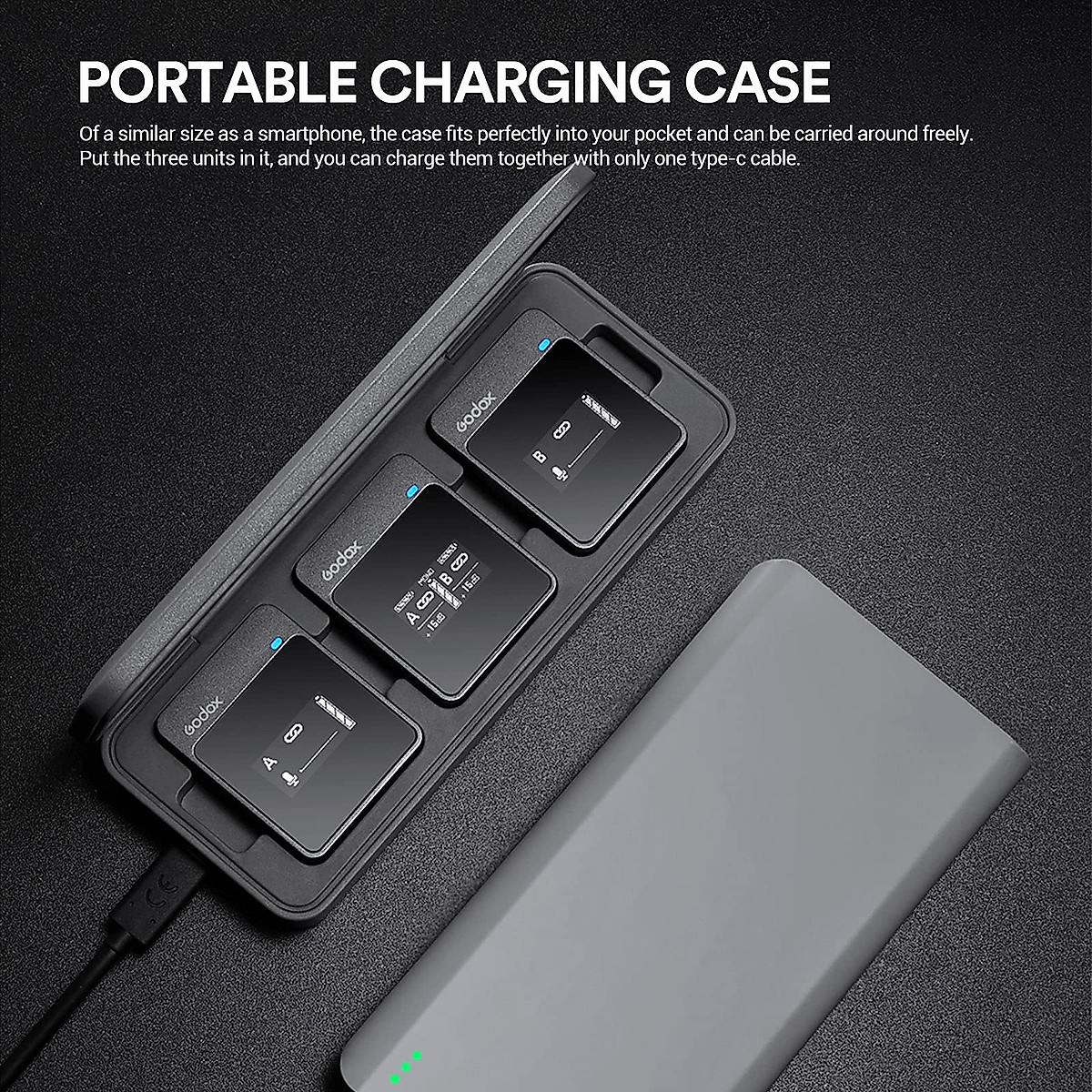 GODOX MoveLink M2 Dual Channel Wireless Microphone System, 2.4G Wireless Built-in Battery Microphone with Portable Type-C Charging Case, Lavalier Mic for Cameras, TikTok, Interview and Recording