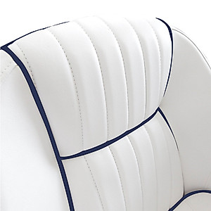 Leader Accessories Pontoon Captains Bucket Seat Boat Seat (White/Navy Blue piping)