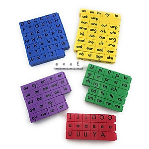 hand2mind Letter Pattern Reading Rods, Build a Word with Alphabet Blocks, Early Readers Linking Cubes, Reading Manipulatives, Montessori Alphabet, 1st Grade Reading, Homeschool Supplies (Set of 141)