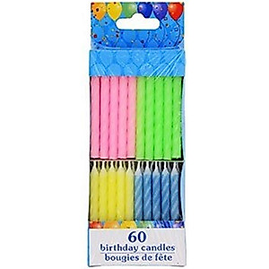 120 Spiral Birthday Candles 60 Pastel and 60 Spiral Brights
