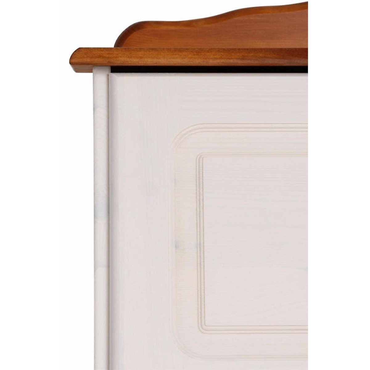 REALROOMS Chester Solid Wood Storage Desk with Bottom Closed Storage Cabinet, White and Honey