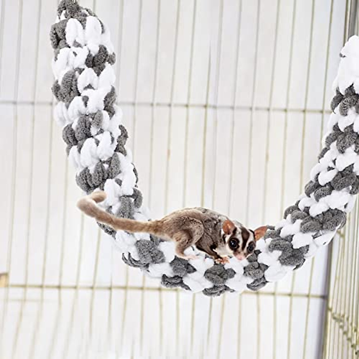 ULTECHNOVO Sugar Glider Climbing Rope Cage Bird Rope Parrot Rope Perch Bird Swing Bird Climbing Pet Swing Chinchilla Hamster Accessory Rat Ladder Bridge Parrot Swings Toy Cotton Rope The Bird