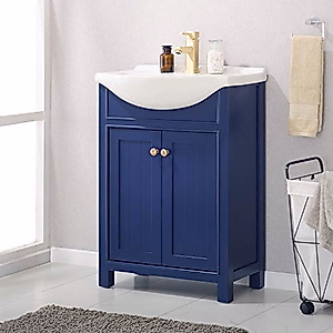 LUCA Kitchen & Bath LC24HBP Carson 24" Bathroom Vanity Set in Midnight Blue with Integrated Porcelain Top