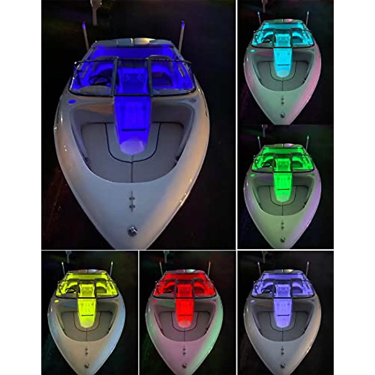 Seaponer Boat Lights Wireless Battery Operated, Waterproof Marine Led Light for Deck Light Courtesy Interior Lights, for Fishing Kayak Duck Jon Bass Boat, RGB Multi Color Remote Controlled, 4pcs