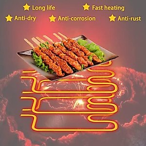 Electric Smoker and Grill Heating Element Replacement Part Smoker heating element with Adjustable Thermostat Cord Controller 1500W Heating Element Replacement Compatible with Master-built Smokers & Turkey Fryers