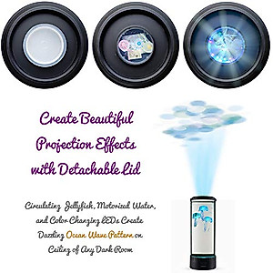 SensoryMoon Large LED Jellyfish Lava Lamp Aquarium - Electric Round Jellyfish Tank Mood Light with 3 Fake Glowing Jelly Fish, 20 Color Changing Remote, Ocean Wave Projector - Plug in Kids Night Light