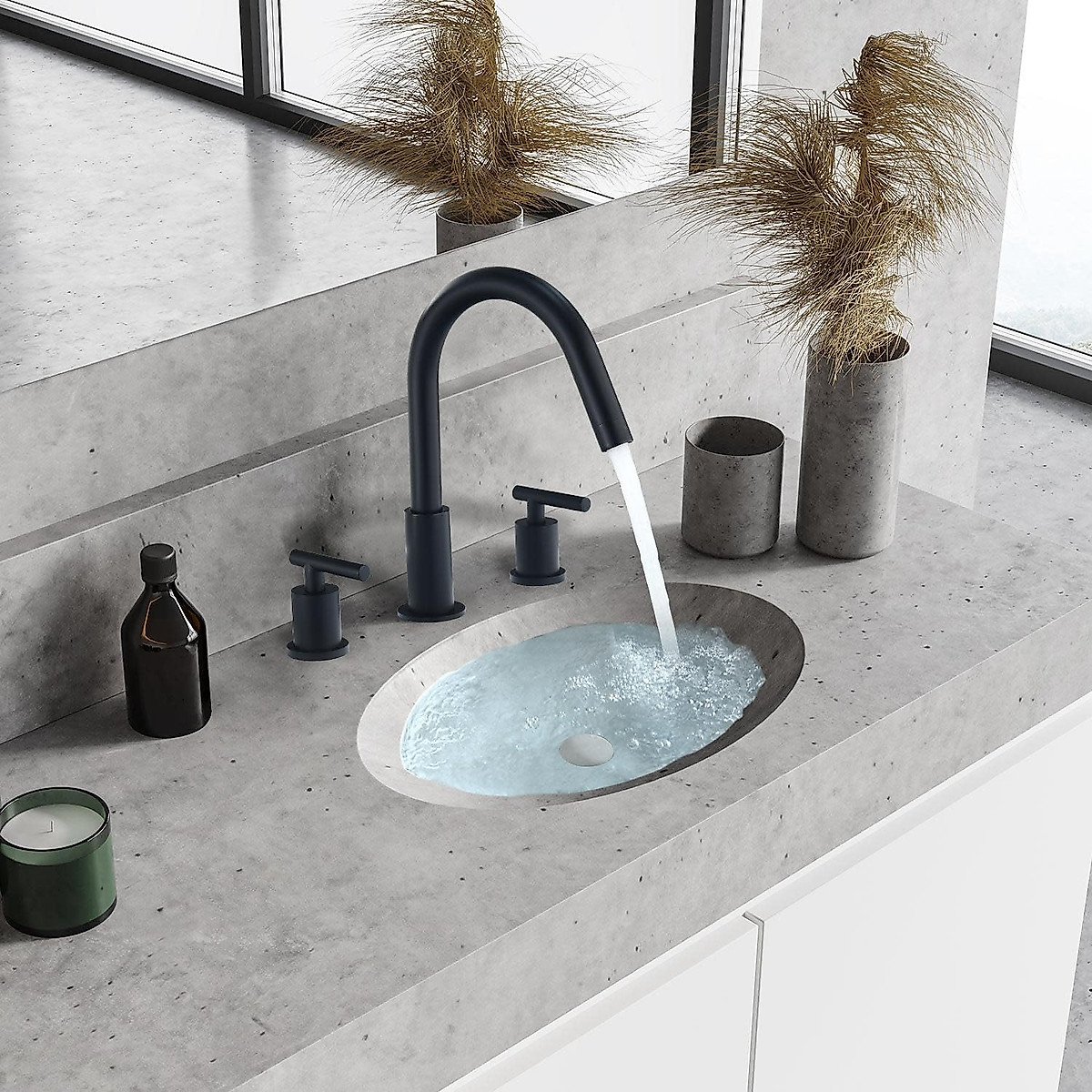 Balen 8. in Widespread 2-Handle Bathroom High-Arc Faucet in Matte Black