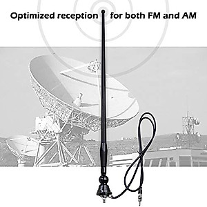 JAPower 16 Inches Black Boat Antenna Waterproof Rubber Flexible Mast, Marine Antenna for Car RV ATV UTV RZR SPA, Optimized Radio FM/AM Reception