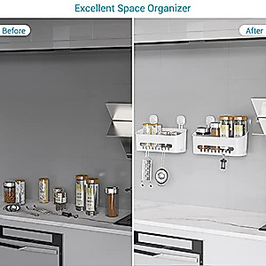 Budget & Good Shower Caddy Suction Cup No-Drilling Removable Bathroom Shower Organizer Suction Shower Storage Heavy Duty Shower Shelf Basket Organizer for Bath Shampoo Conditioner - White