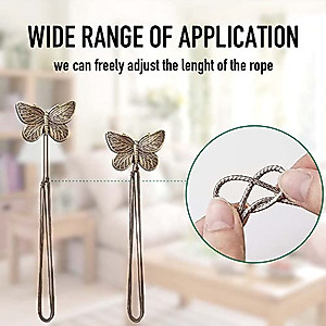 Vineland Retro Brown Butterfly Magnetic Curtain Tie Back, 2 Pack Decorative Resin Animal Boho Holder for Curtains Drape, Rustic Home Decoration